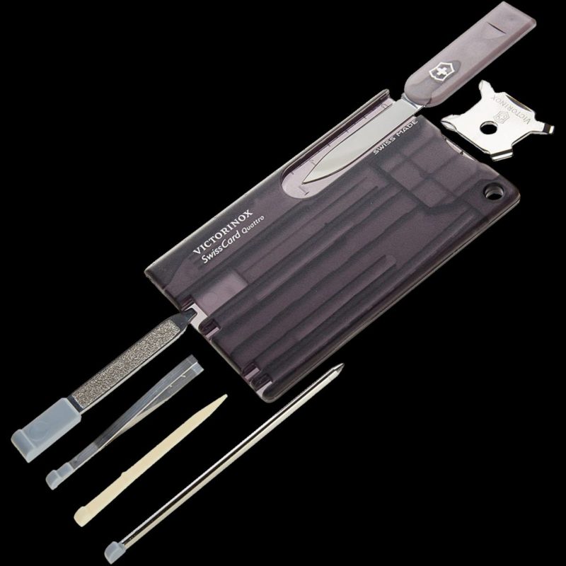 Victorinox Quattro Swiss Card Black Transparent - Blades.co.uk