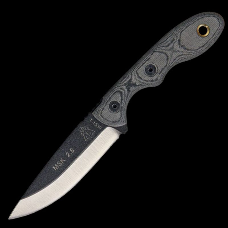 TOPS Mini Scandi Knife Black Linen Micarta - Blades.co.uk