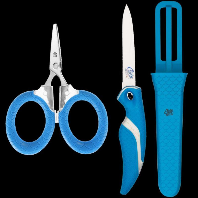 Cuda Serrated Net Knife w/Sheath + Micro Scissors - Blades.co.uk