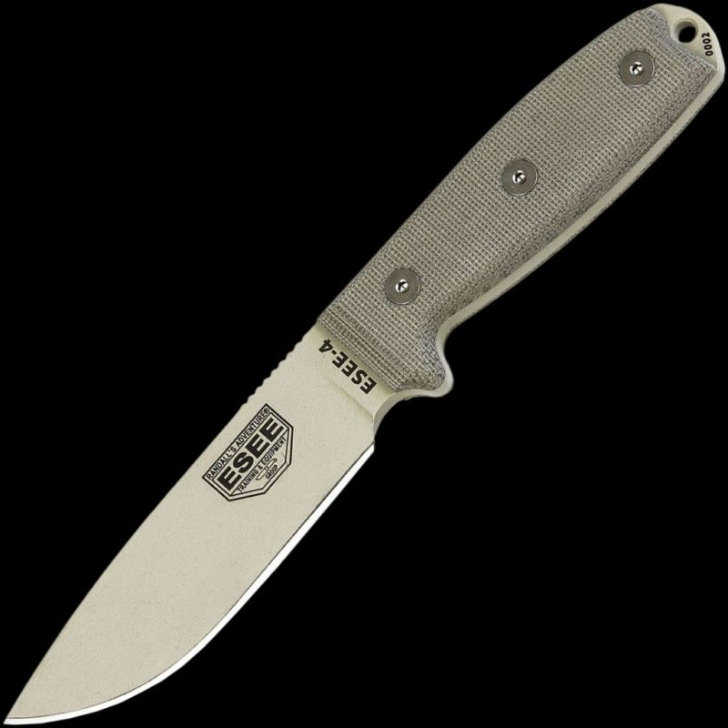 ESEE-4P-MB-DT, Plain Edge (Desert Tan) w/Molle Back - Blades.co.uk