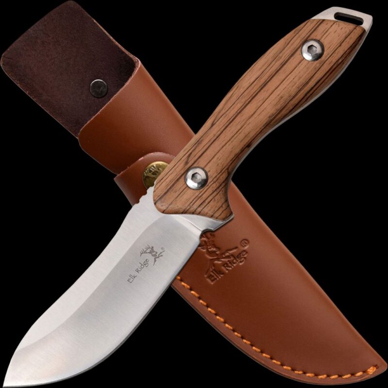 Elk Ridge Zebra Wood Fixed Blade Knife - Blades.co.uk