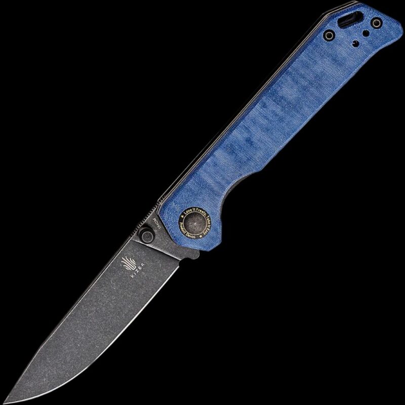 Kizer Feist Blue Denim Micarta Black Stonewash - Blades.co.uk