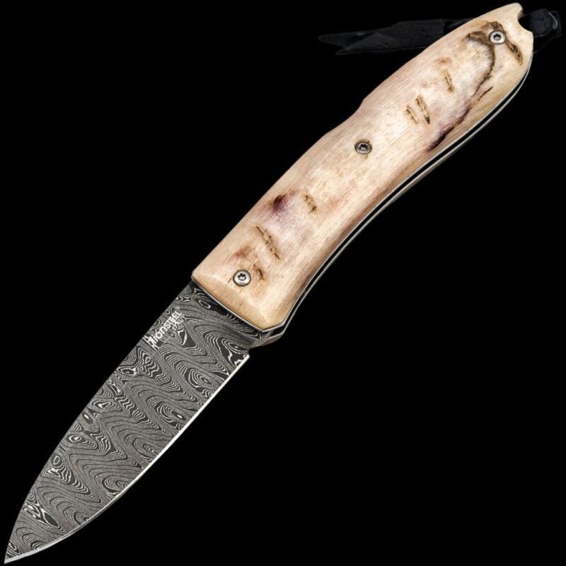 lionSTEEL Opera Damascus Heinsgringla Ram Handle, wood box - Blades.co.uk