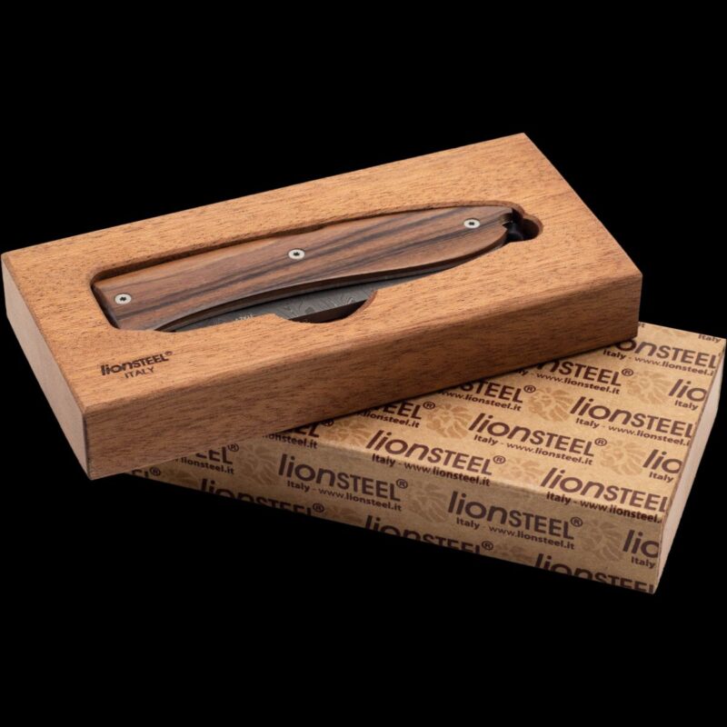 lionSTEEL Opera Damascus Heinsgringla Santos wood Handle, wood box ...